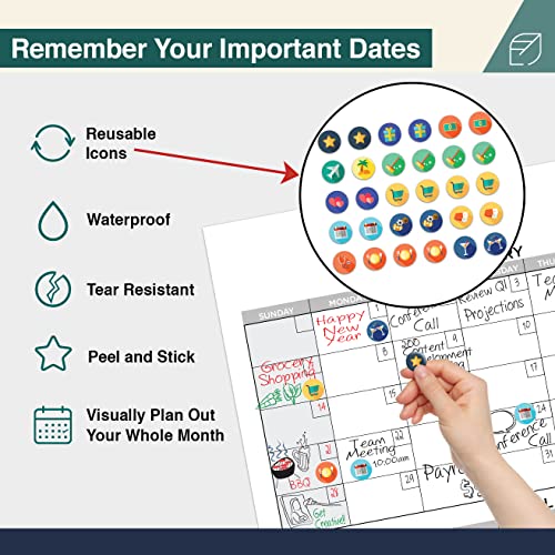 Large Dry Erase Wall Calendar - 38" x 58" - Premium Undated Blank 2023 Reusable Yearly Calendar - Giant Whiteboard Year Poster - Laminated Jumbo Annual Office 12 Month Calendar