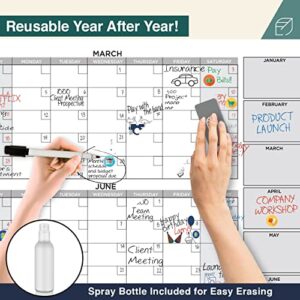 Large Dry Erase Wall Calendar - 38" x 58" - Premium Undated Blank 2023 Reusable Yearly Calendar - Giant Whiteboard Year Poster - Laminated Jumbo Annual Office 12 Month Calendar