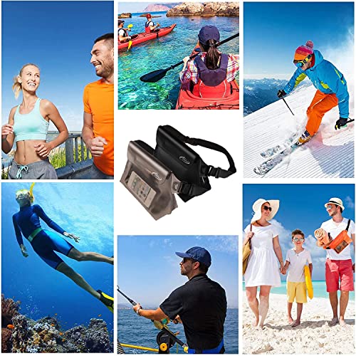 AiRunTech Waterproof Pouch with Waist Strap (2 Pack) | Adjustable Waterproof Dry Fanny Bag for Boating Swimming Kayaking Surfing | Beach Cruise Travel Accessories Essentials Vacation Must haves