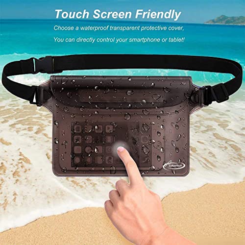 AiRunTech Waterproof Pouch with Waist Strap (2 Pack) | Adjustable Waterproof Dry Fanny Bag for Boating Swimming Kayaking Surfing | Beach Cruise Travel Accessories Essentials Vacation Must haves