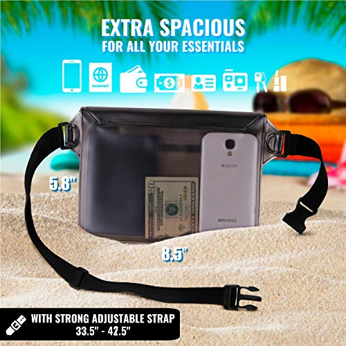 AiRunTech Waterproof Pouch with Waist Strap (2 Pack) | Adjustable Waterproof Dry Fanny Bag for Boating Swimming Kayaking Surfing | Beach Cruise Travel Accessories Essentials Vacation Must haves