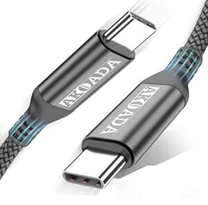 akoada usb c to usb c 100w cable 10 ft, 5a type c to type c charging cable compatible with ipad pro, macbook pro, samsung galaxy s22 note 20, google pixel, ipad mini 6,ipad air 5/4,etc (grey)