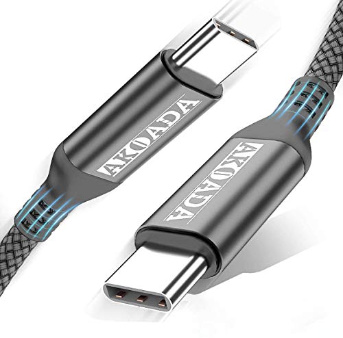 AkoaDa USB C to USB C 100W Cable 10 FT, 5A Type C to Type C Charging Cable Compatible with iPad Pro, MacBook Pro, Samsung Galaxy S22 Note 20, Google Pixel, iPad Mini 6,iPad Air 5/4,etc (Grey)