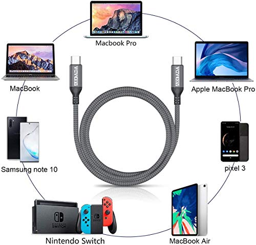 AkoaDa USB C to USB C 100W Cable 10 FT, 5A Type C to Type C Charging Cable Compatible with iPad Pro, MacBook Pro, Samsung Galaxy S22 Note 20, Google Pixel, iPad Mini 6,iPad Air 5/4,etc (Grey)