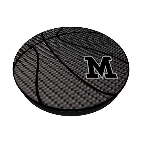 Basketball letter M black phone stand, initial M for men PopSockets PopGrip: Swappable Grip for Phones & Tablets