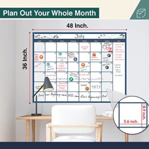 X Large Dry Erase Wall Calendar - 36"x48" Premium Giant Oversized Undated Erasable Deadline Task Calendar for 2023 - Jumbo Monthly Task Organizer Planner for Home & Office