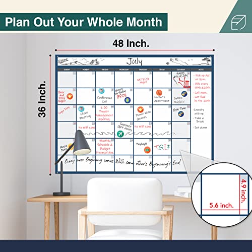 X Large Dry Erase Wall Calendar - 36"x48" Premium Giant Oversized Undated Erasable Deadline Task Calendar for 2023 - Jumbo Monthly Task Organizer Planner for Home & Office