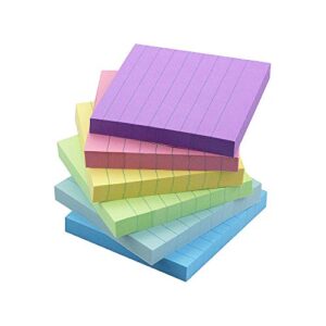 early buy 6 candy color lined sticky notes self-stick notes 3 in x 3 in, 100 sheets/pad, 12 pads/pack