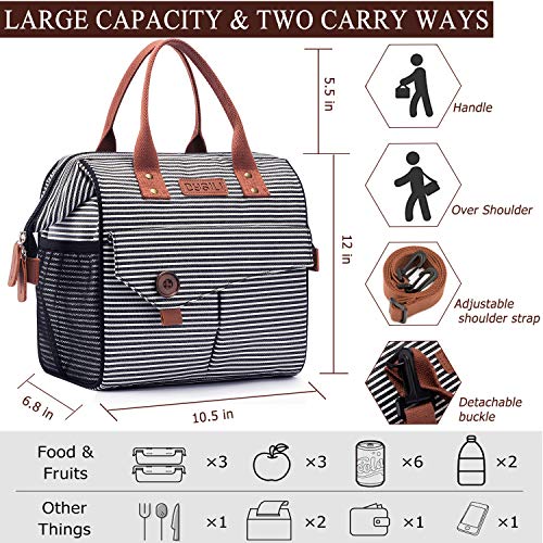 Lunch Bag with Leak Proof Material, Insulated Lunch Box for women/men, Lunch Tote Bag for Work/Picnic/Hiking/Beach/Fishing (zebra pattern)