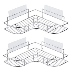 laigoo adhesive corner shower caddy hanging, sus304 stainless steel, no rust bathroom shelves wall mounted shower shelf for shower organizer/bathroom organizer and storage, 2 pack