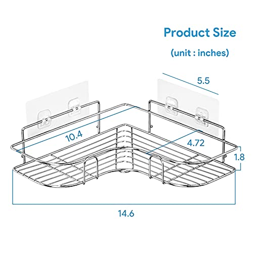 LAIGOO Adhesive Corner Shower Caddy Hanging, SUS304 Stainless Steel, No Rust Bathroom Shelves Wall Mounted Shower Shelf for Shower Organizer/Bathroom Organizer and Storage, 2 Pack