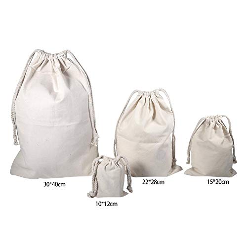 Zetiling Extra Large Natural Cotton Laundry Bag, Cotton Craft Heavy Duty Bags for Home Storage Beige(30 * 40cm)