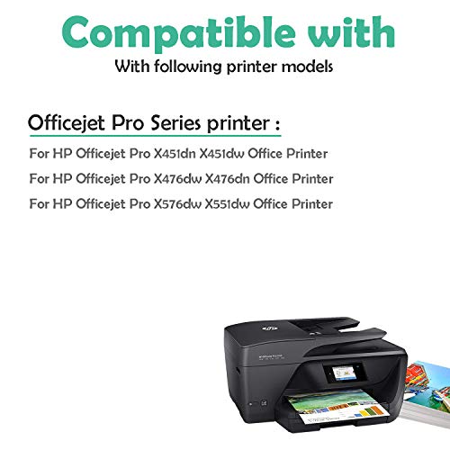 Tyjtyrjty Compatible Ink Replacement for HP 970 970XL 971 971XL Ink Cartridges, for HP Officejet Pro X576dw X476dw X476dn X551dw X451dn X451dw Office Printer (1BK/1C/1Y/1M 4PK)