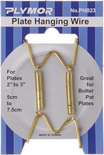 Plymor Shiny Gold Finish Wall Mountable Plate Hanger, 3.5" H x 2.5" W x 0.375" D (For Plates 2" - 3"), Pack of 6