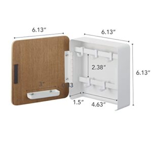 Yamazaki Home Square Magnetic Cabinet Accented Keychain Organizer | Steel + Wood | Key Storage, One Size, Ash