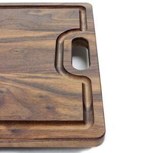 Large Walnut Cutting Board 18 x 12 Inch - Reversible with Juice Groove and Handles, American Hardwood