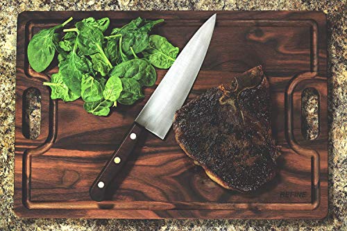 Large Walnut Cutting Board 18 x 12 Inch - Reversible with Juice Groove and Handles, American Hardwood