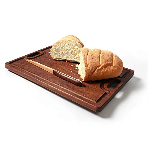 Large Walnut Cutting Board 18 x 12 Inch - Reversible with Juice Groove and Handles, American Hardwood