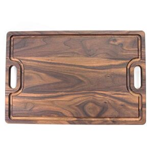 Large Walnut Cutting Board 18 x 12 Inch - Reversible with Juice Groove and Handles, American Hardwood