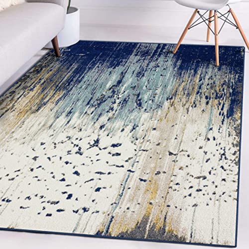 LUXE WEAVERS Artistic Blue 8x10 Abstract Area Rug, Non-Shedding Medium Pile Rug for Modern Coastal Décor