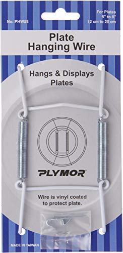 Plymor White Vinyl Finish Mountable Plate Hanger, 4.625" H x 2.5" W x 0.5" D (For Plates 5" - 8"), Pack of 2