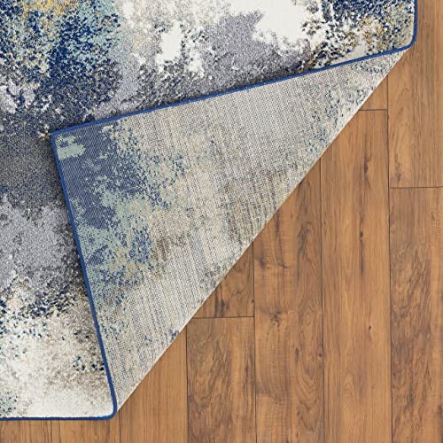 LUXE WEAVERS Rug - Modern Coastal Area Rug - 8445 Abstract Colorful Print Bedroom Carpet, Blue / 5' x 7'