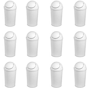 sterilite 10838006 3 gallon round swing top plastic wastebasket, white (12 pack)