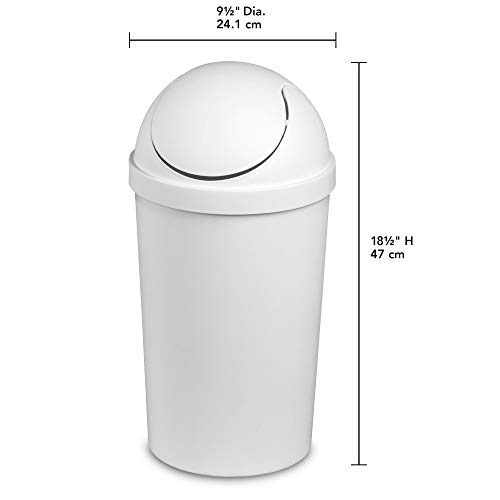 Sterilite 10838006 3 Gallon Round Swing Top Plastic Wastebasket, White (12 Pack)