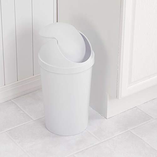 Sterilite 10838006 3 Gallon Round Swing Top Plastic Wastebasket, White (12 Pack)