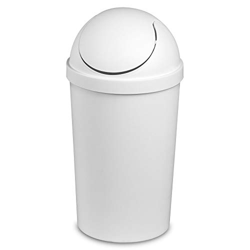 Sterilite 10838006 3 Gallon Round Swing Top Plastic Wastebasket, White (12 Pack)