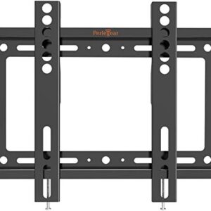 Perlegear Low Profile Fixed TV Wall Mount Bracket for Most 17-42 Inch LED LCD OLED Flat Curved Screen TVs, Ultra Slim and Space Saving TV Mount with Max VESA 200 x 200mm and 66 lbs, Fits 8 Inch Studs