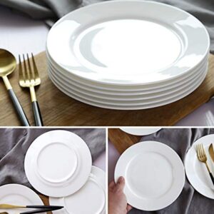 Foraineam 12 Pieces 8 Inch Round Porcelain Salad Plates Dessert Plate Set White Dinnerware Dish Serving Plates