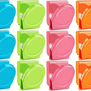 BamLue 12 Pieces Fridge Magnet Clips, Refrigerator Whiteboard Wall Fridge Memo Note Paper Clips, Colored Heavy Duty Metal Magnetic Clip for Photos, Pictures, Papers on Home & Office & Teaching