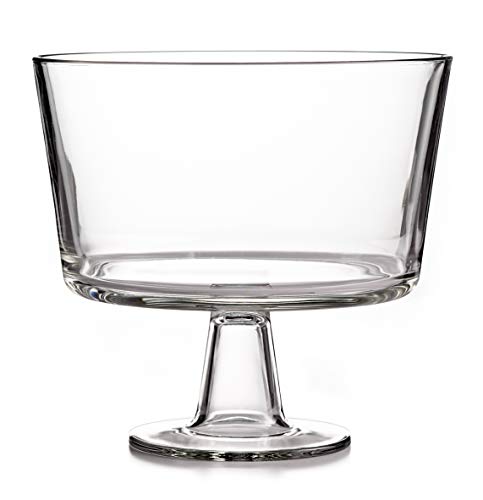 Royalty Art European Trifle Bowl with Pedestal, Round Dessert Display Stand for Laying Cakes, Pastries or Baked Goods, Modern Design with Crystal-Clear Glass, X Quart