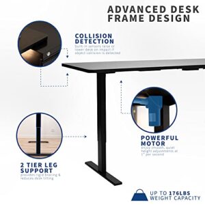 VIVO Electric Height Adjustable 60 x 24 inch Memory Stand Up Desk, White Solid One-Piece Table Top, White Frame, Standing Workstation with Preset Controller, 1B Series, DESK-KIT-1W6W