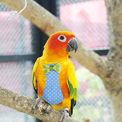 Birds Diaper, Reusable Parrots Pigeons Diaper Bowknots Costume Flight Nappy for Yellow Sided Conure Hahn's Macaw Psittacula Alexandri(Blue S)