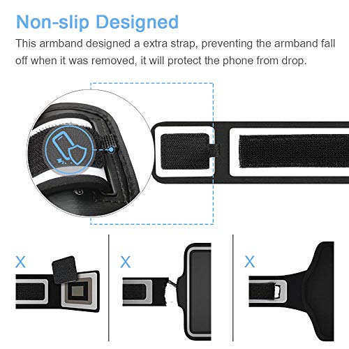 iPhone 14 Pro Max, 13 Pro Max, 14 Plus Armband with AirPods Holder, JEMACHE Gym Running Workouts Arm Band Case for iPhone 14 Plus, 14/13/12/11 Pro Max, Xs Max (Dark)