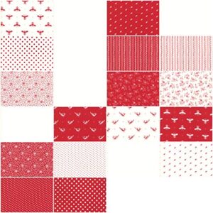 My Redwork Garden Layer Cake, 42-10 inch Precut Fabric Quilt Squares by Bunny Hill Designs