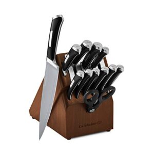 calphalon kitchen knife set with self-sharpening block, 13-piece nonstick knives