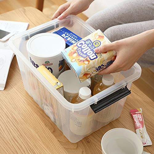 Utiao Plastic Bin with Lid, Mixed Size Latching Storage Box, 2 Packs, 6 Quart & 12 Quart