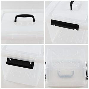 Utiao Plastic Bin with Lid, Mixed Size Latching Storage Box, 2 Packs, 6 Quart & 12 Quart