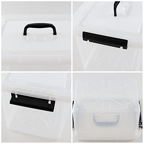 Utiao Plastic Bin with Lid, Mixed Size Latching Storage Box, 2 Packs, 6 Quart & 12 Quart