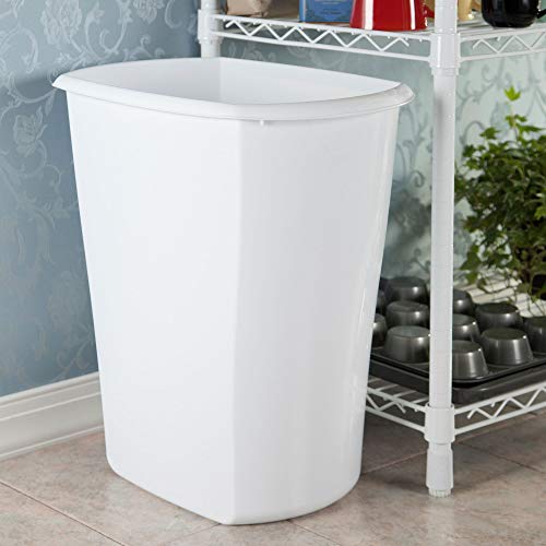 Sterilite 10538006 10 Gallon Ultra Plastic Wastebasket Trash Can for Home Bedrooms, Kitchens, or Office Spaces, White (12 Pack)