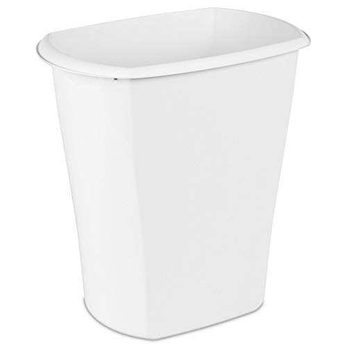 Sterilite 10538006 10 Gallon Ultra Plastic Wastebasket Trash Can for Home Bedrooms, Kitchens, or Office Spaces, White (12 Pack)