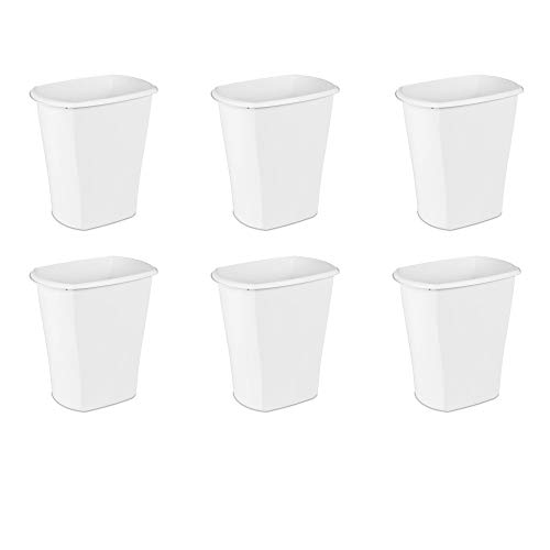 Sterilite 10538006 10 Gallon Ultra Plastic Wastebasket Trash Can for Home Bedrooms, Kitchens, or Office Spaces, White (12 Pack)