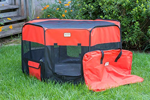 Armarkat Model PP002R-XL Portable Pet Playpen in Black and Red Combo, XL