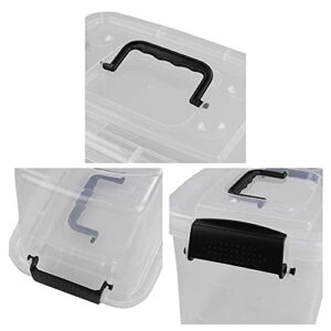 Ramddy 5 Quart Clear Plastic Bins with Lid, Versatile Latching Box with Black Handles, 6 Packs