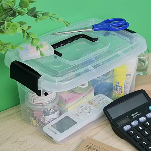 Ramddy 5 Quart Clear Plastic Bins with Lid, Versatile Latching Box with Black Handles, 6 Packs