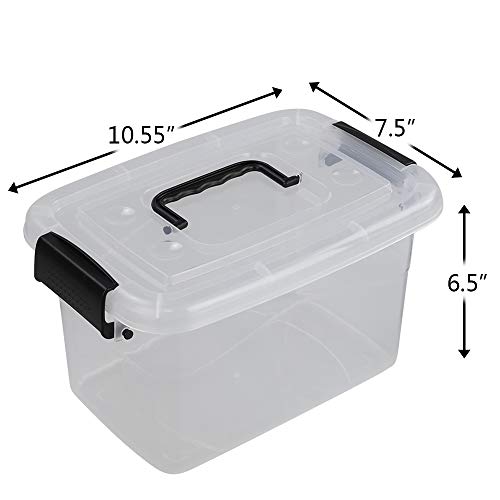 Ramddy 5 Quart Clear Plastic Bins with Lid, Versatile Latching Box with Black Handles, 6 Packs