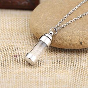 Jovivi Small Acrylic Tube Bottle Urn Necklace Stainless Steel Cremation Jewelry Memorial Ashes Holder Keepsake - Silver